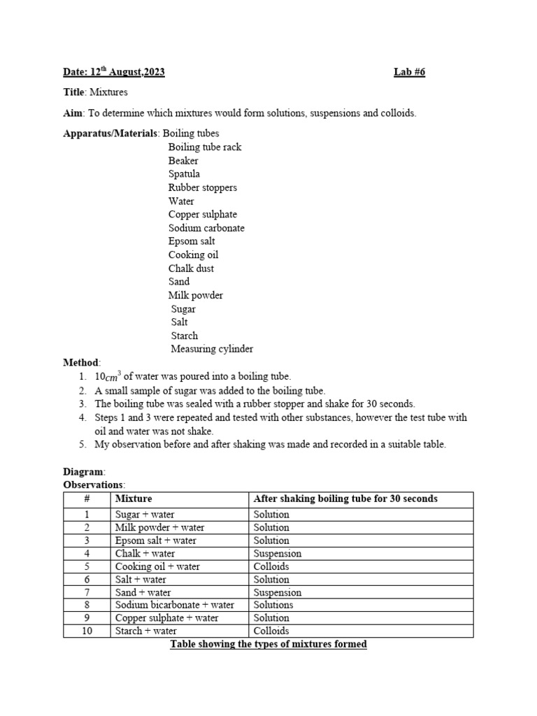Inte Lab#6 | PDF | Mixture | Water