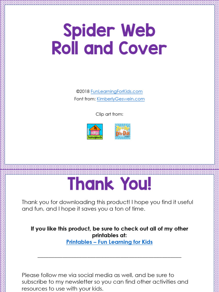 Fun Spider Web Roll and Cover Game | PDF