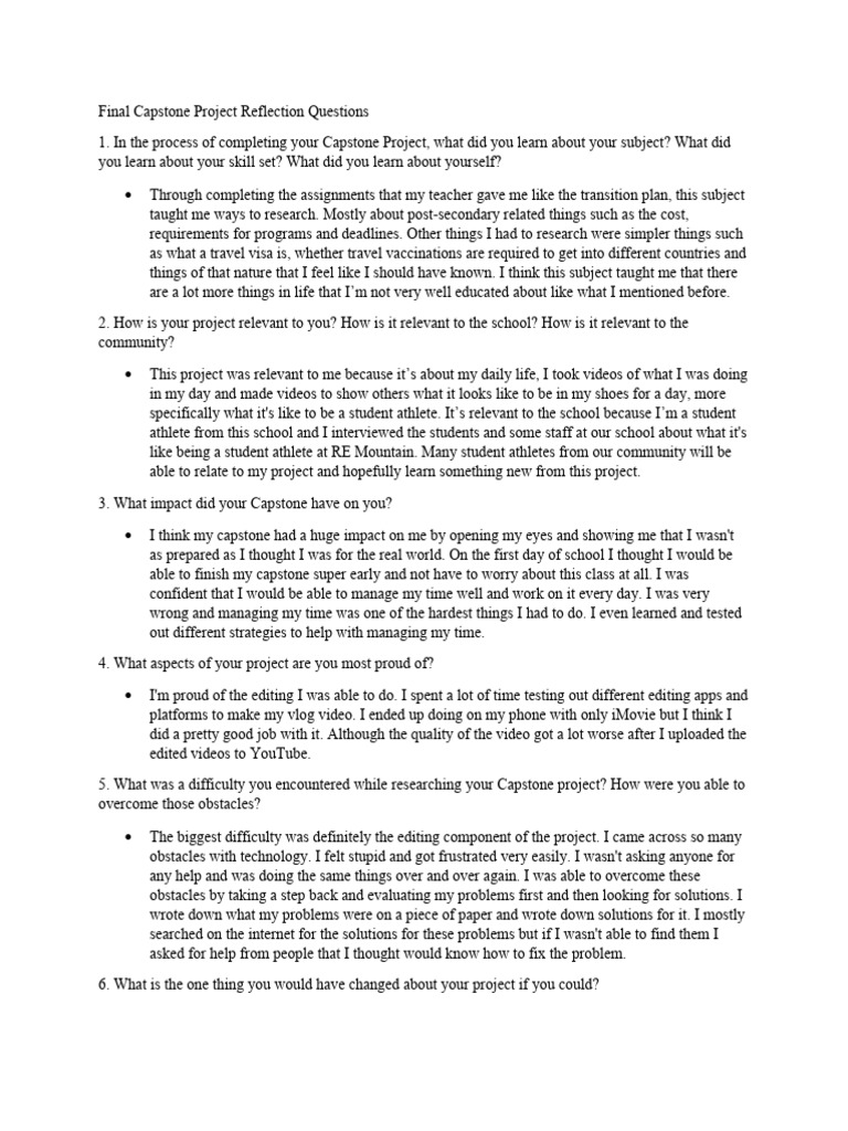 capstone final reflection | PDF | Human Communication | Learning