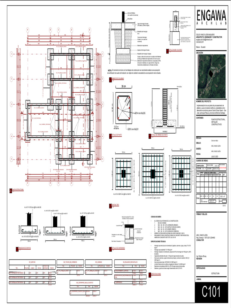 PLANTA DE PROCESAMIENTO - Plano - C101 - PLANTA ESTRUCTURAL, DETALLES CONSTRUCTIVOS | Descargar ...