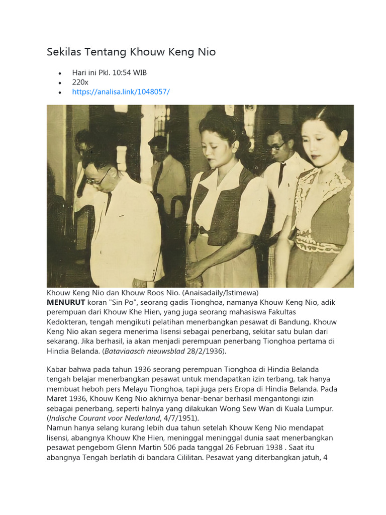 Sekilas Tentang Khouw Keng Nio | PDF