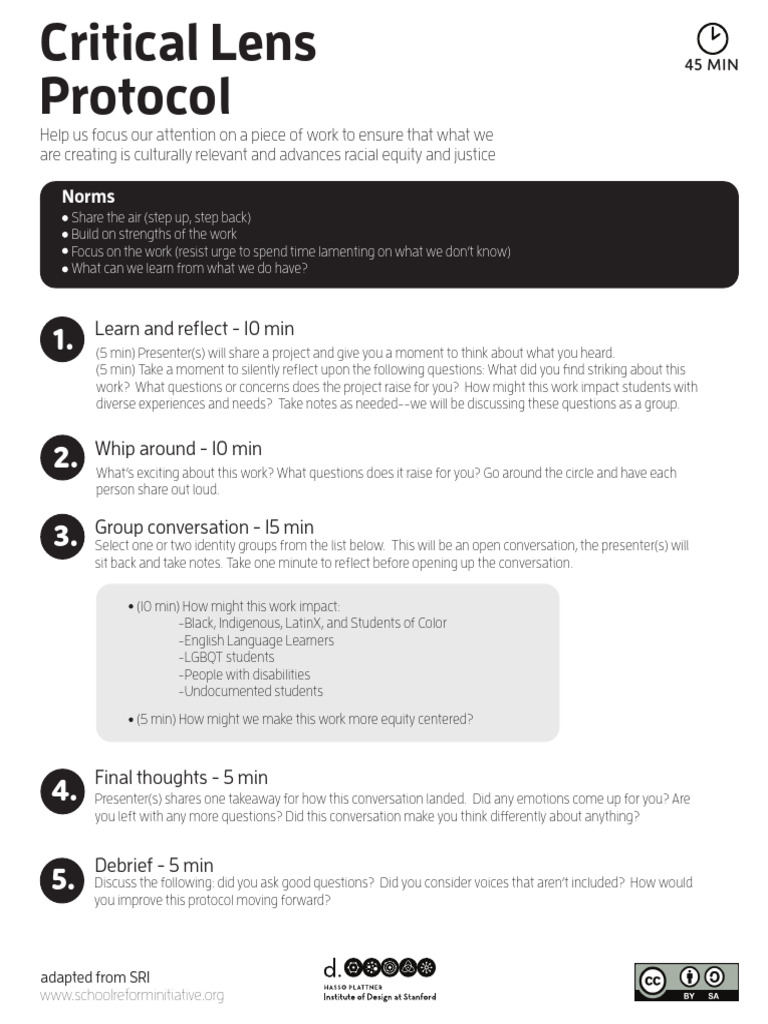 Critical Lens Protocol 1.2 - dschool | PDF
