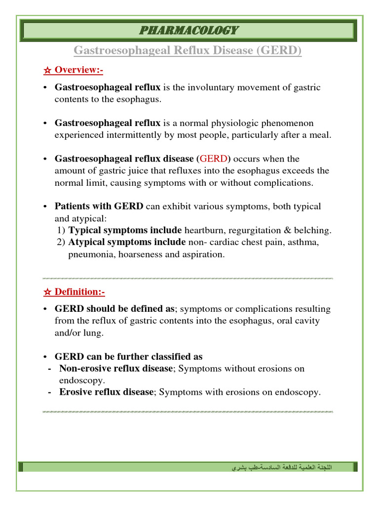 Pharma GIT 1 (GERD and Peptic Ulcer) NEW. | PDF | Wellness | Science & Mathematics