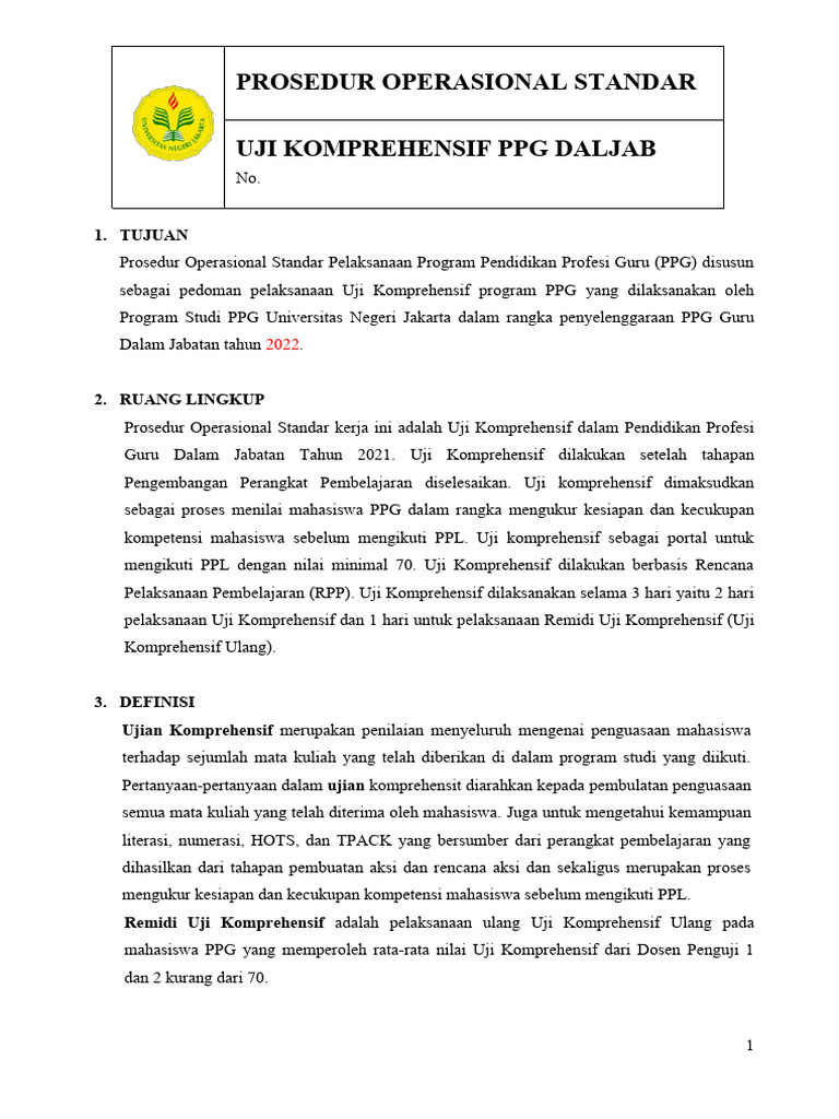 Edit SOP Uji Komprehensif | PDF | Karier & Perkembangan