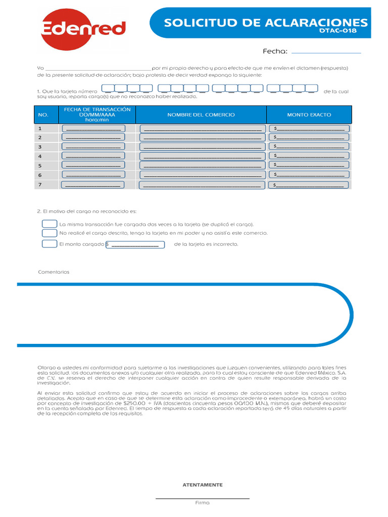 Formato de Aclaraciones-08-23 | PDF