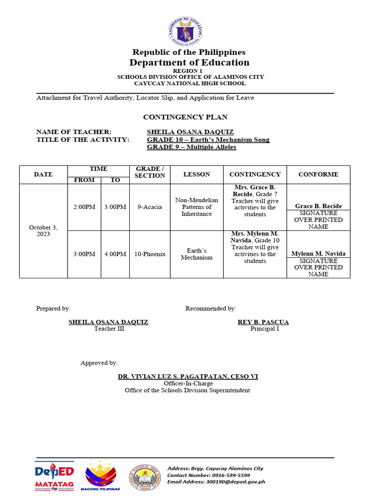 Contingency Plan | PDF
