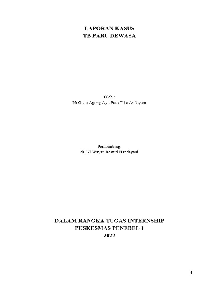 Lapsus TB Dewasa - Tika | PDF