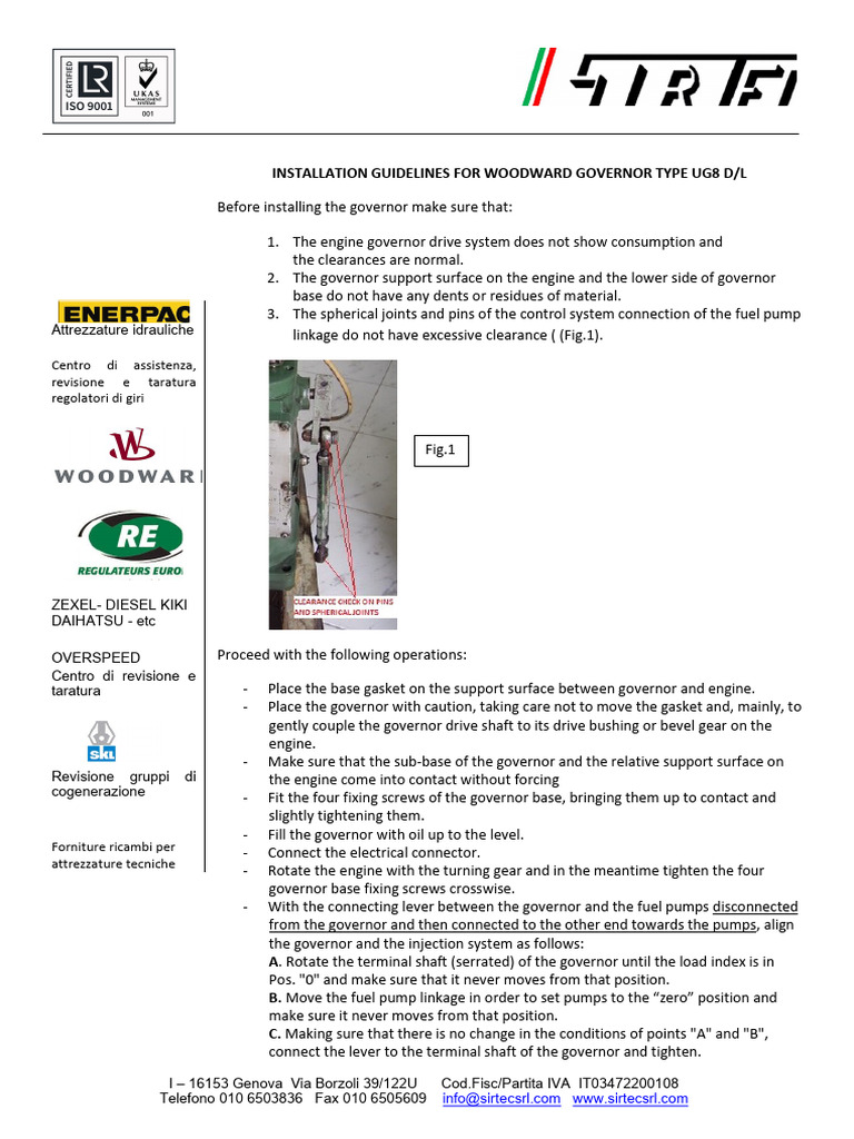 Installation Guidelines For Woodward Governor Type Ug8 | PDF | Diesel ...