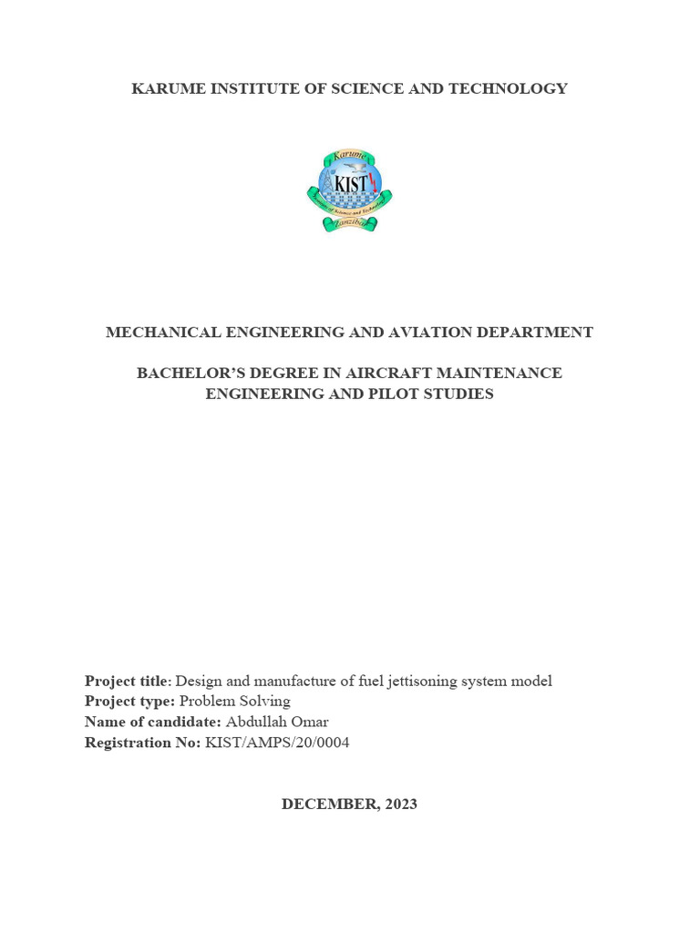 Bachelor Degree in Aircraft Maintance Project Proposal | PDF | System ...