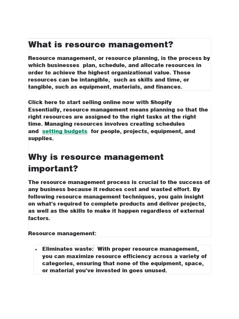What Is Resource Management | PDF