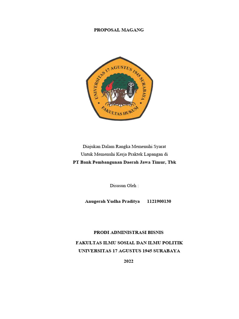 Proposal Magang Bank Jatim Fixxx | PDF | Karier & Perkembangan | Bisnis