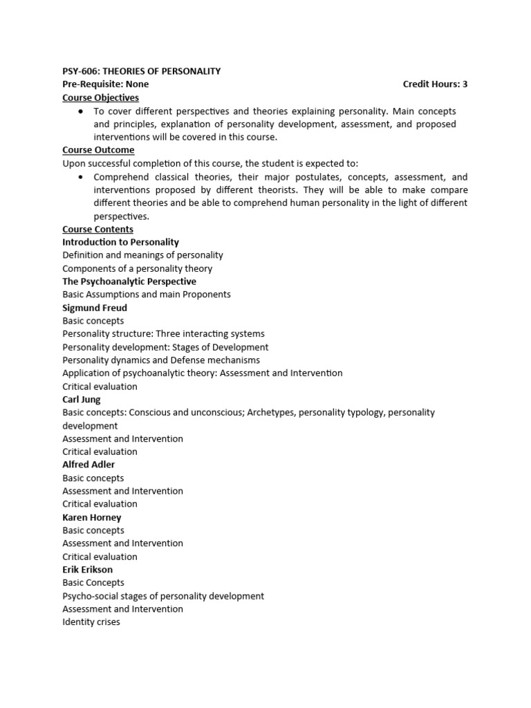 Theories of Personality | PDF