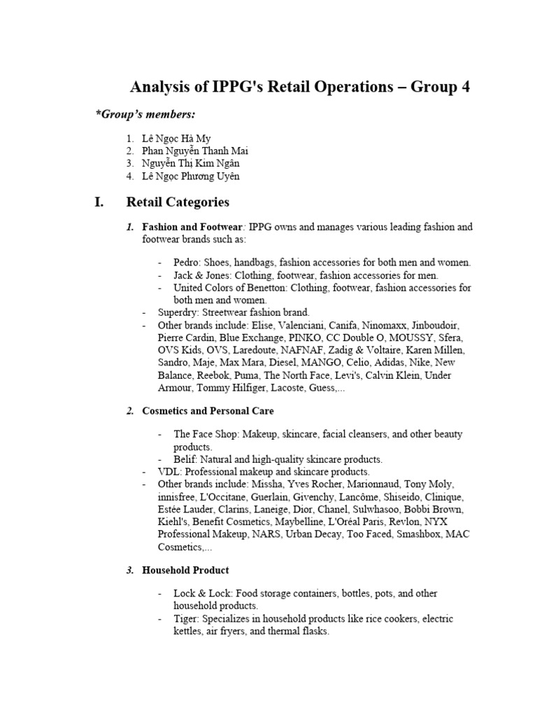 Analysis of IPPG - GROUP 4 | PDF | Retail | Brand
