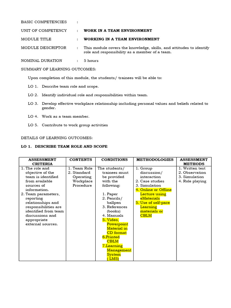 Teamwork Skills Training Module | PDF | Learning | Simulation