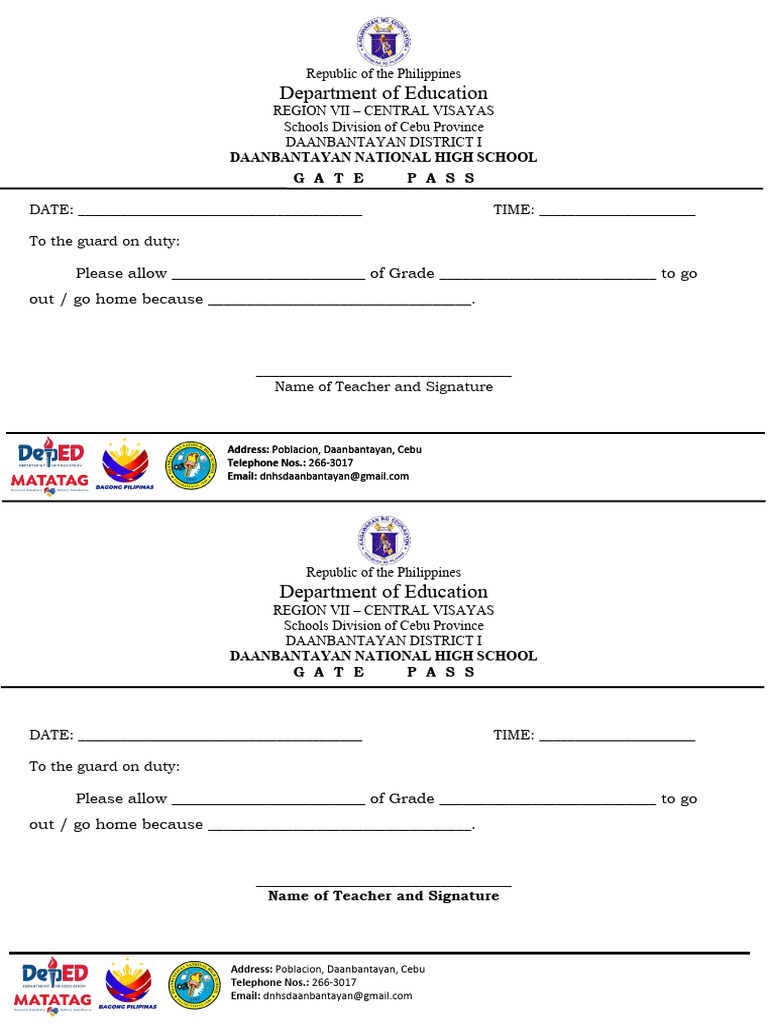 Gate Pass | PDF
