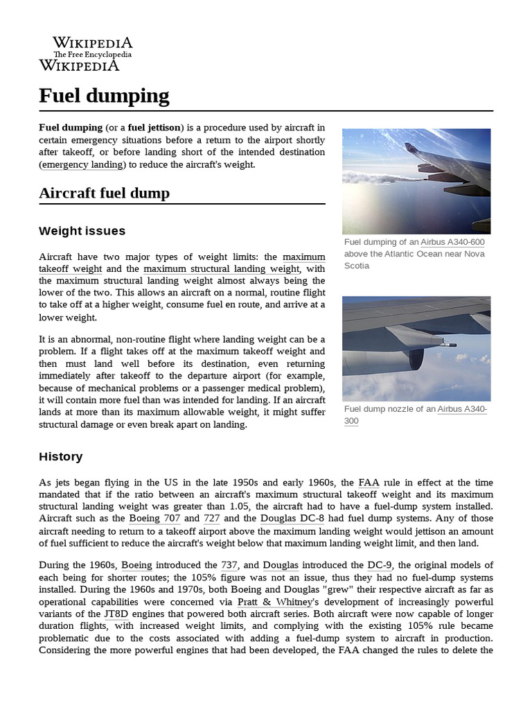 Fuel Dumping | PDF | Aviation | Aircraft