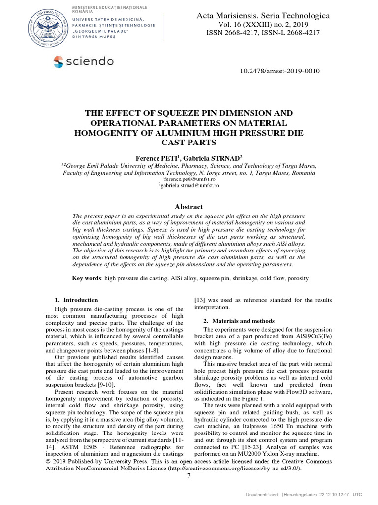 The Effect of Squeeze Pin Dimension and Operationa | PDF | Industrial ...