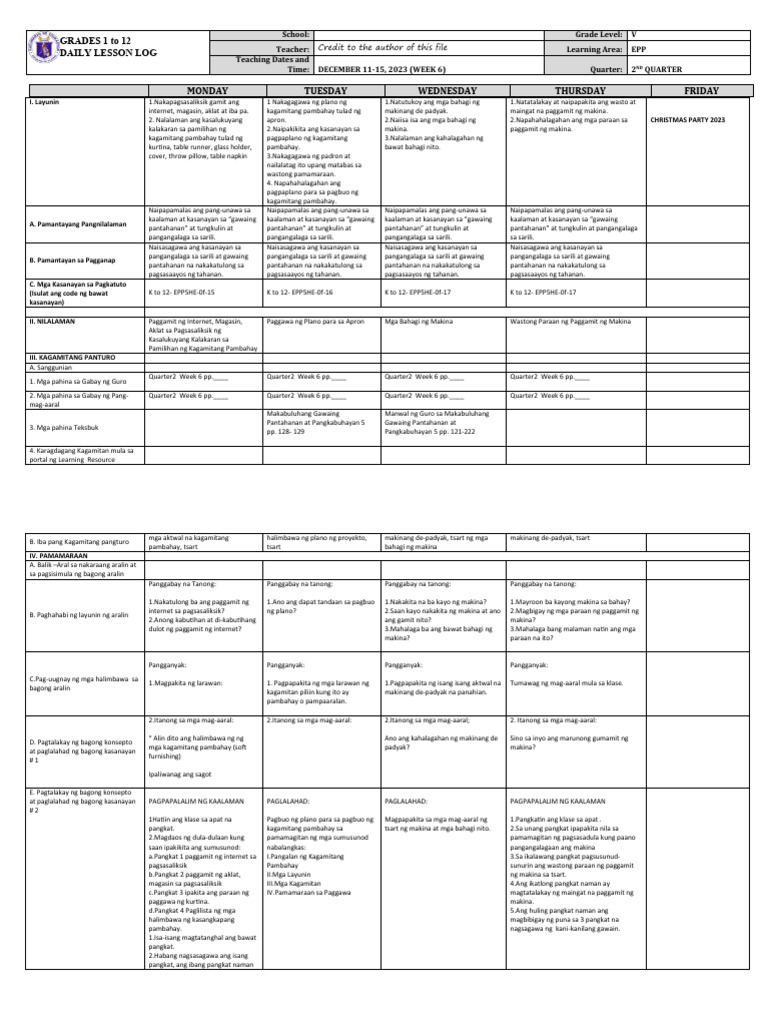 DLL - Epp 5 - Q2 | PDF