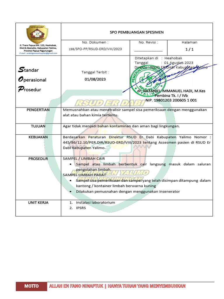 SPO16 Pembuangan Spesimen | PDF