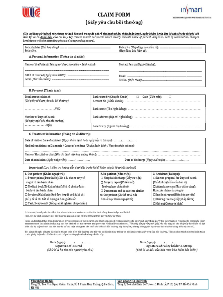 Claim Form Insmart | PDF