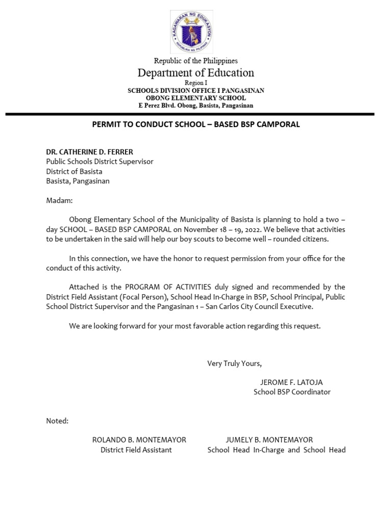 BSP Camporal 2022 Permit and Program | PDF