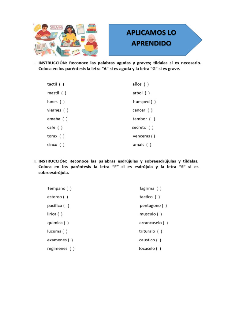 Acentuación de Palabras Agudas y Graves | PDF