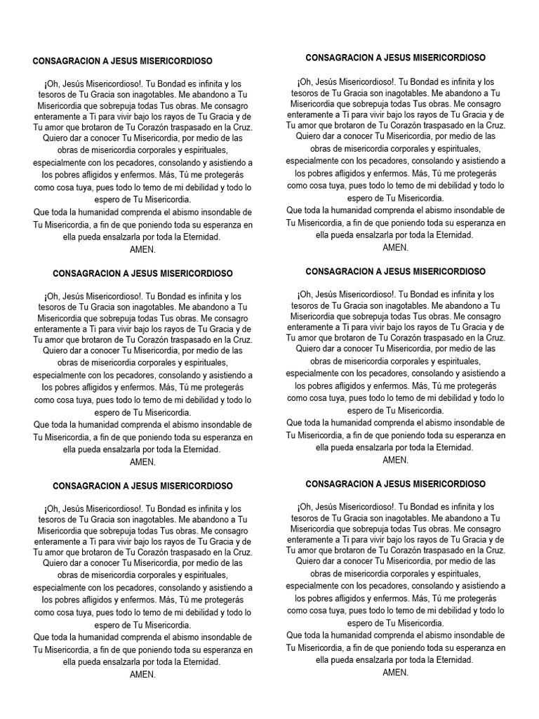 Consagración a Jesús Misericordioso | PDF