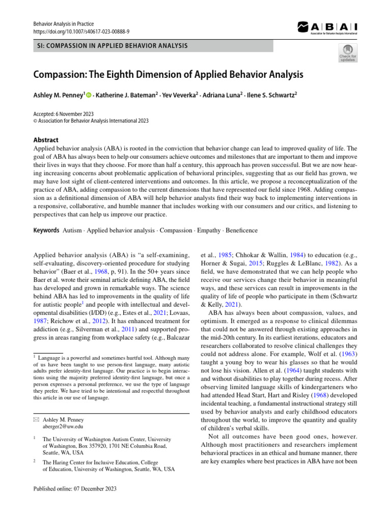 Compassion in Applied Behavior Analysis | PDF | Autism Spectrum | Behaviorism