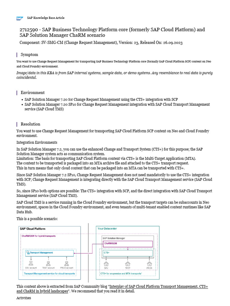 SAP Business Technology Platform Core (Formerly SAP Cloud Platform) and ...