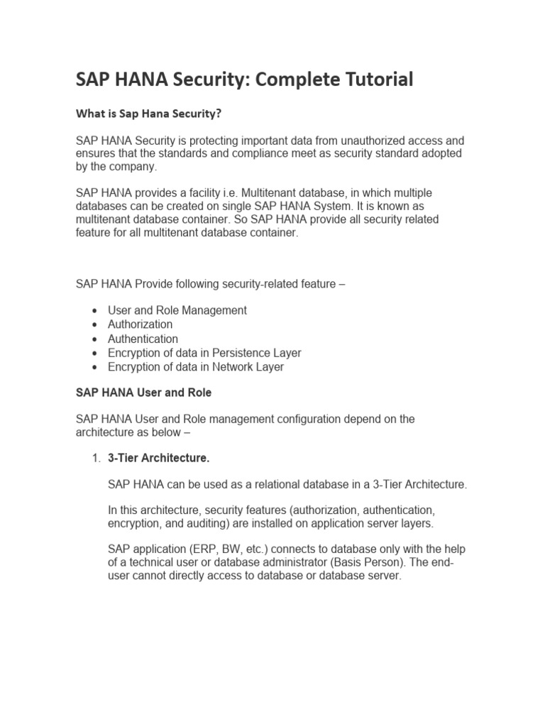 SAP HANA Security Guide | PDF