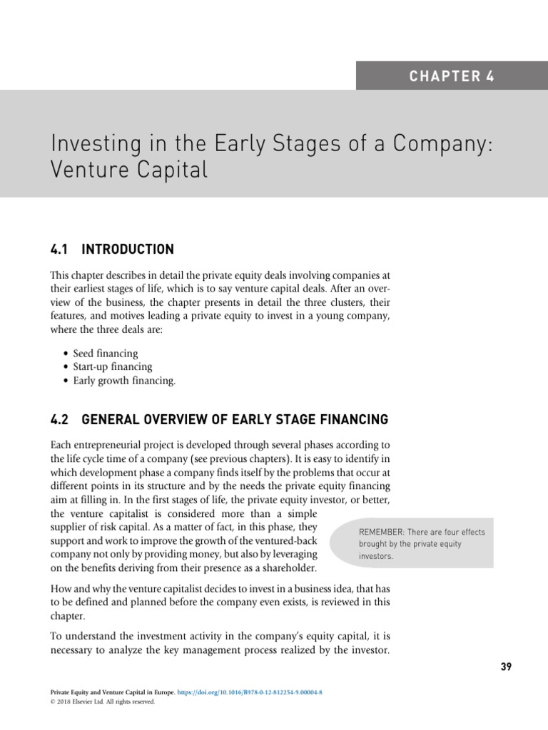 Venture Capital: Early Stage Investment Strategies | PDF | Finance ...