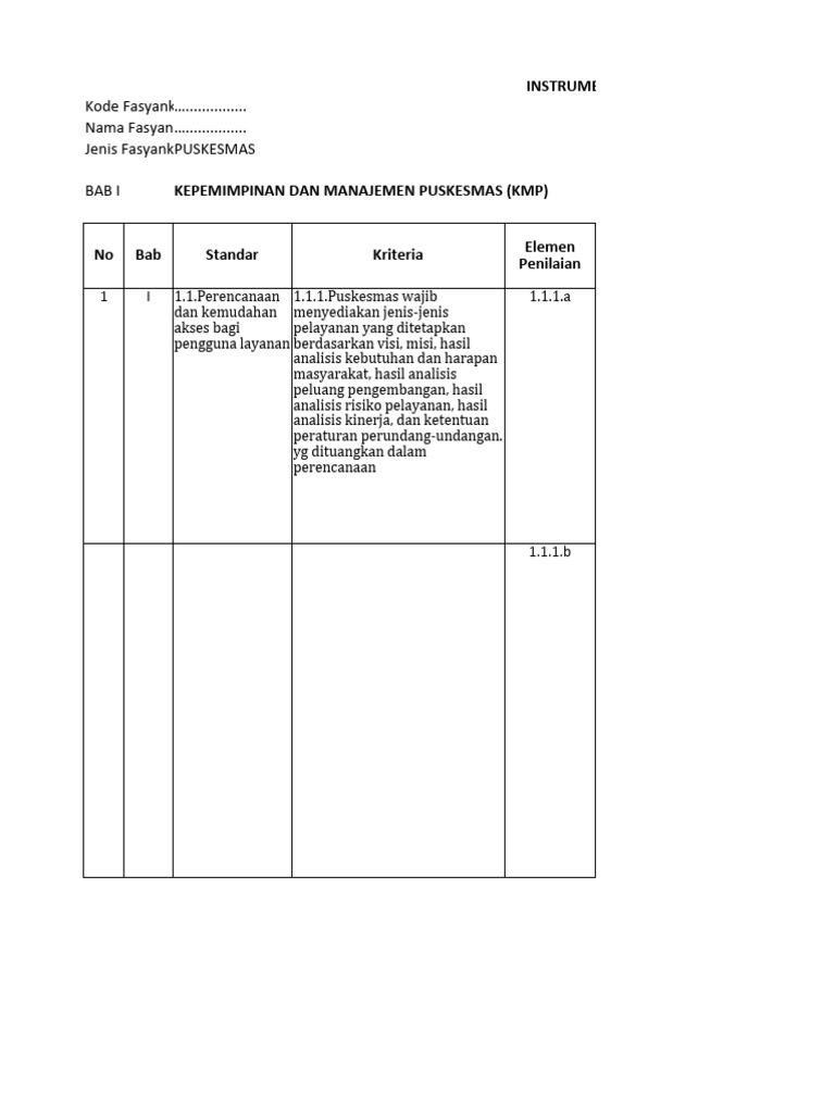 KMKP - Standar Akreditasi Puskesmas - Sa 31 Oktober 2023 | PDF