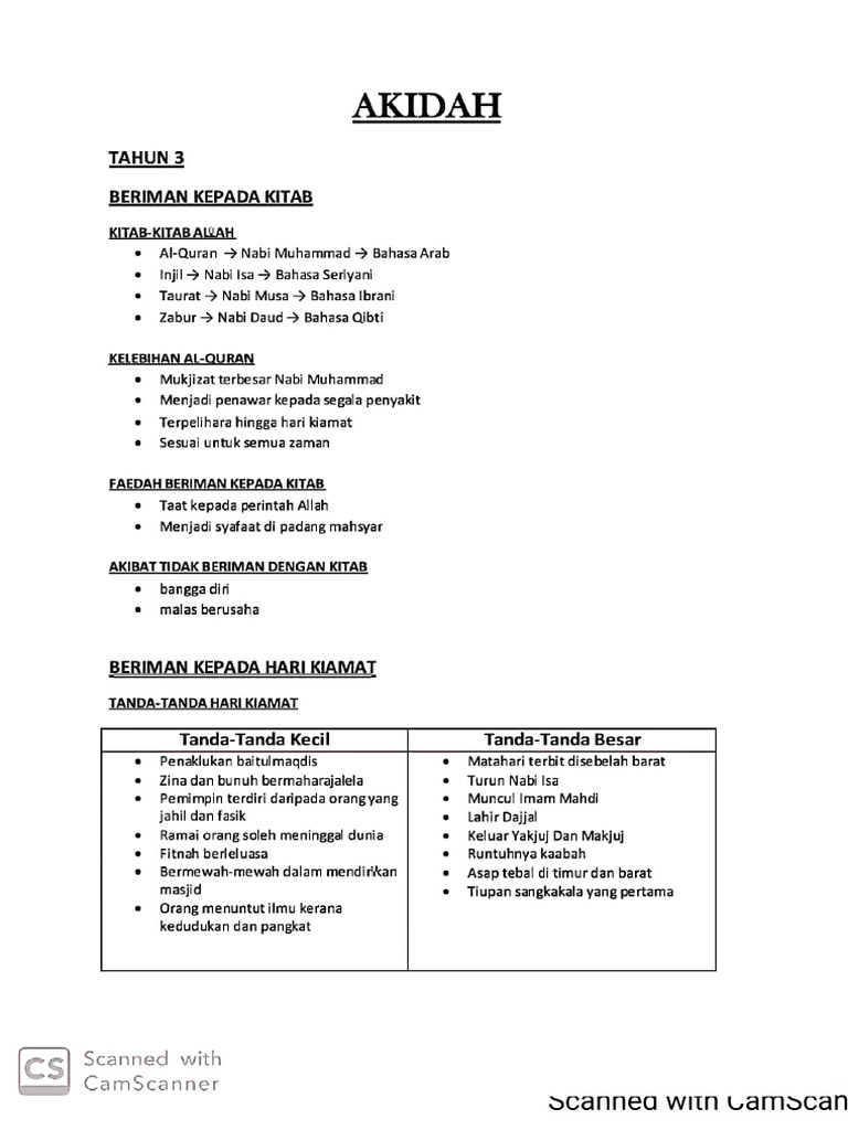 Nota Akidah UPKK | PDF