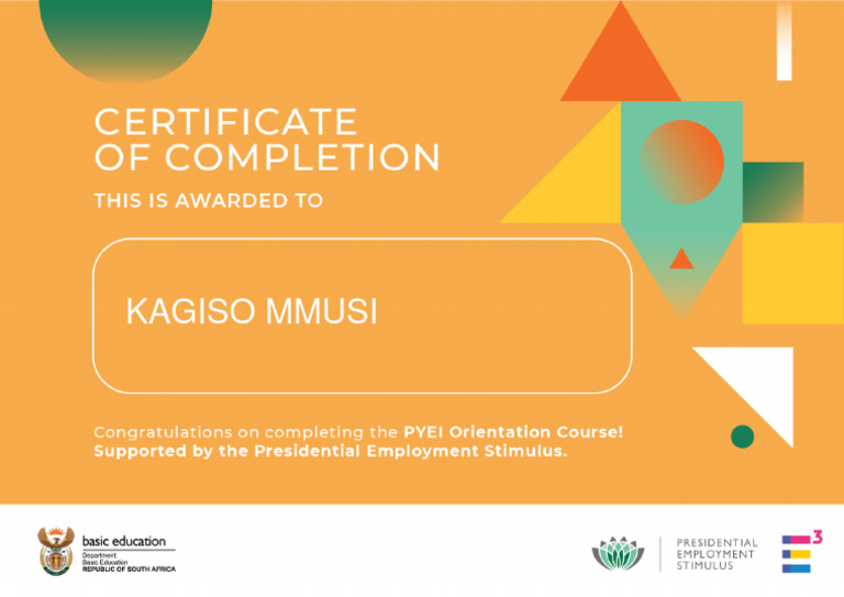 Pyei Orientation Certificate | PDF