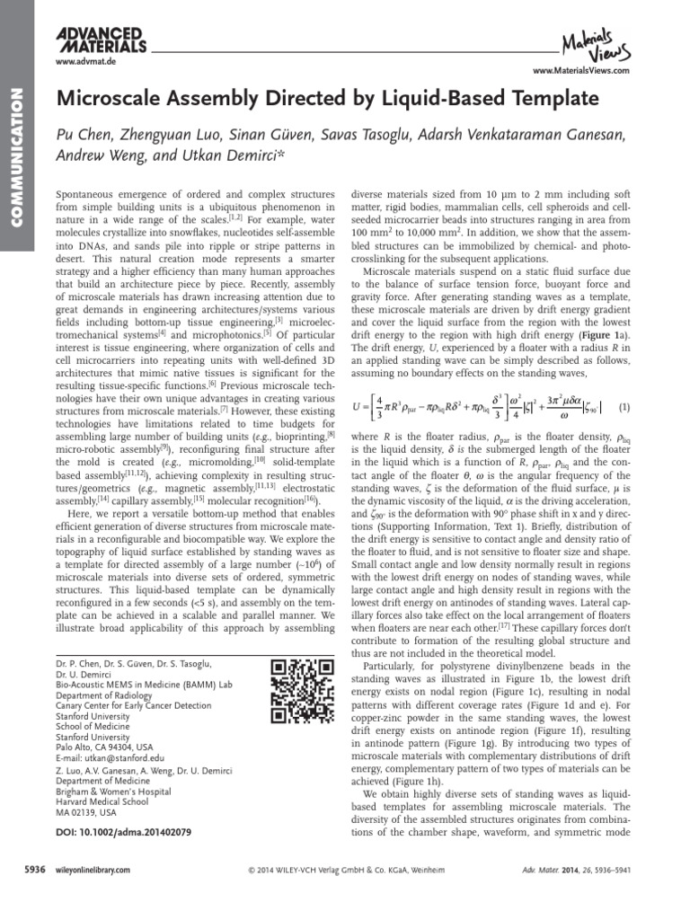 2014 - Microscale Assembly Directed by Liquid-Based Template - Chen ...