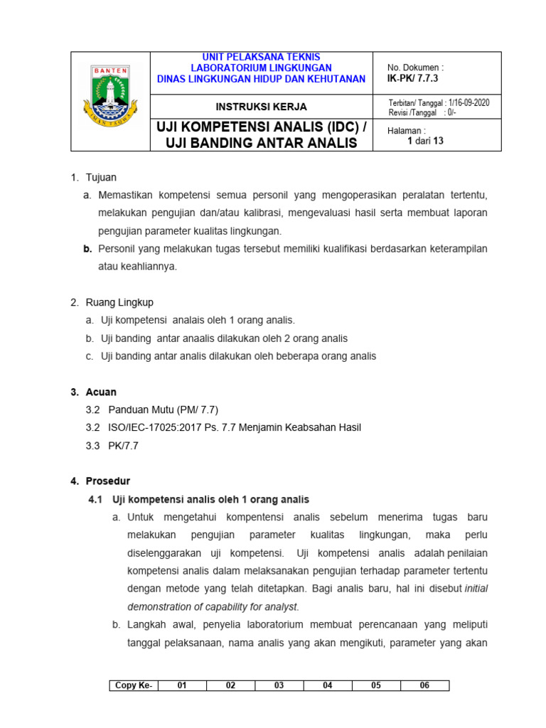 Sop - Uji - Kompetensi - Dan - Uji - Banding - Antar - Analis | PDF