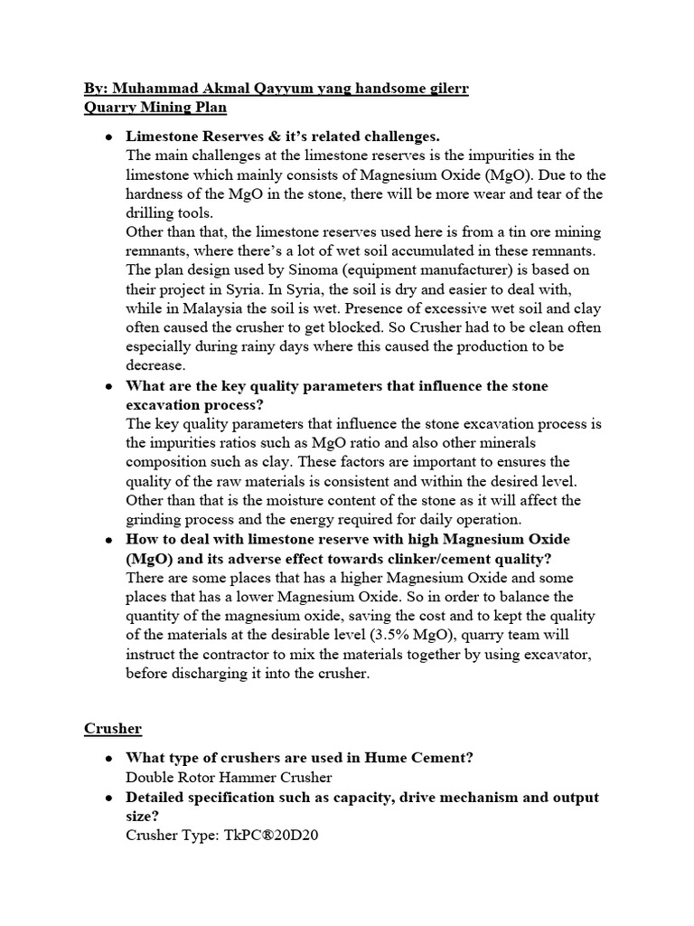 Quarry Mining Plan | PDF