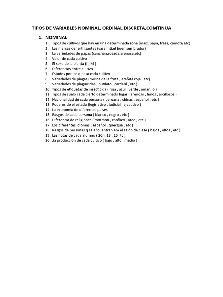 Tipos de Variables Nominal 2 | PDF | Derecho