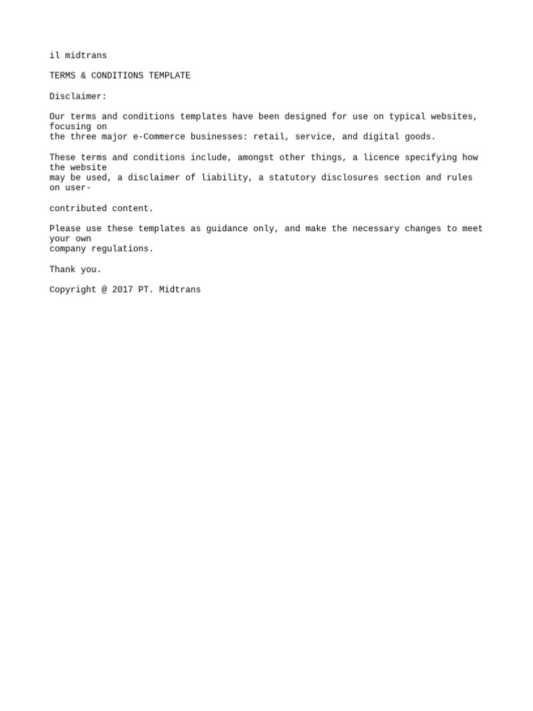 Midtrans TNC Template 13 Jan 2017 | PDF
