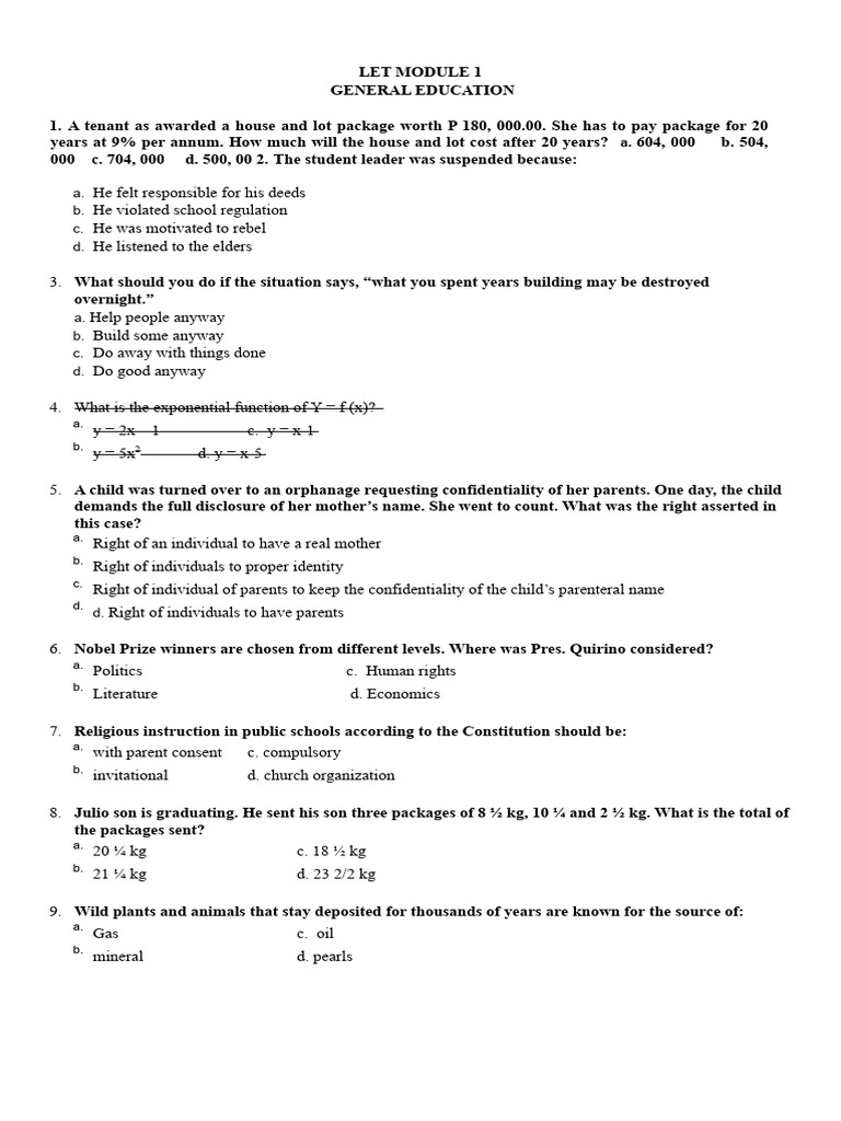 Let Module 1 General Education r150 | PDF