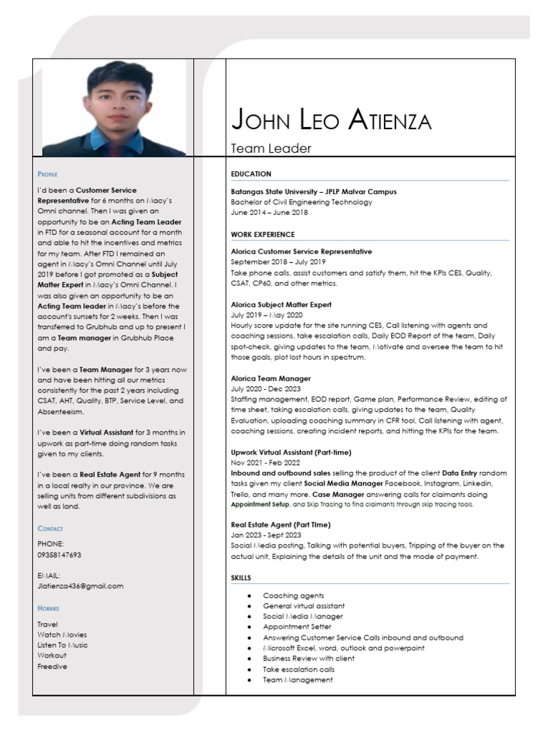 Atienza, John Leo - Resume | PDF | Software | Computing
