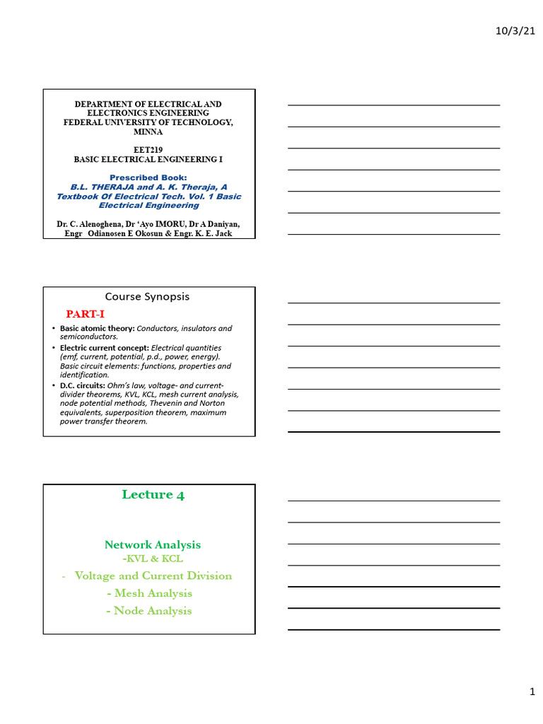 Lecture 4 EET219 2021-2022 | PDF