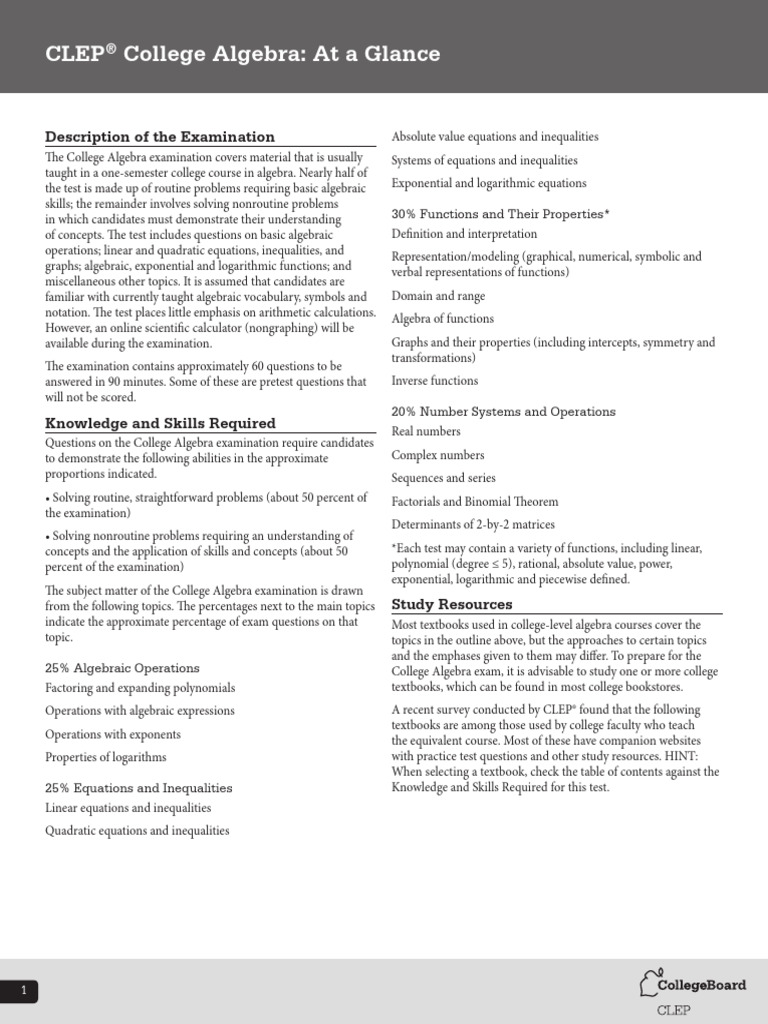 College Algebra Fact Sheet | PDF | Function (Mathematics) | Exponential ...