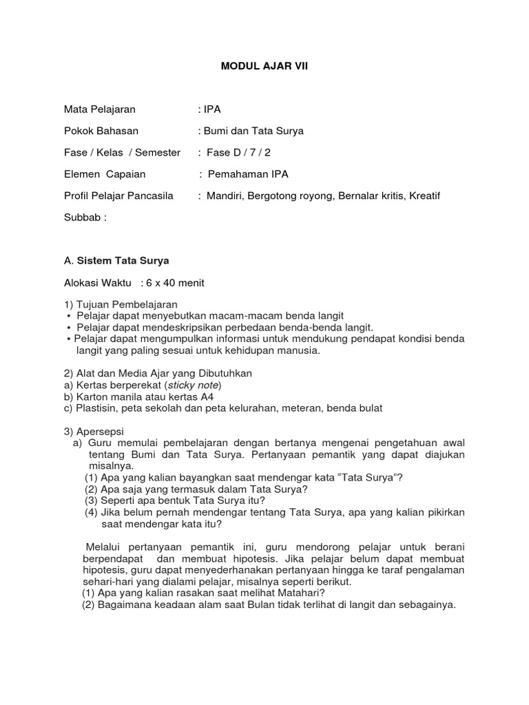 MDL AjaR Bumi Dan Tata Surya 7 | PDF