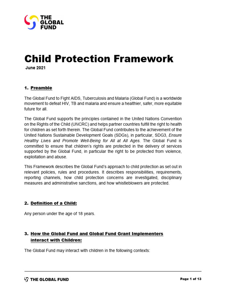 Core Child-Protection Framework en | PDF | Whistleblower | Child Protection