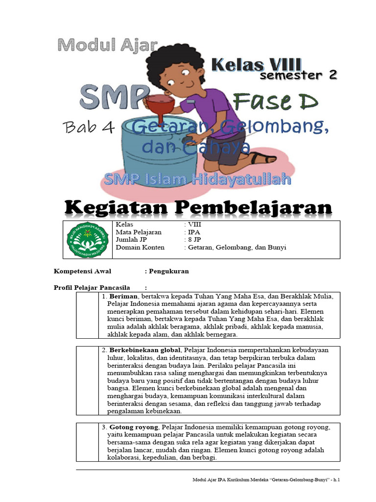 Modul Ajar Getaran dan Bunyi Kelas 8 | PDF | Karier & Perkembangan