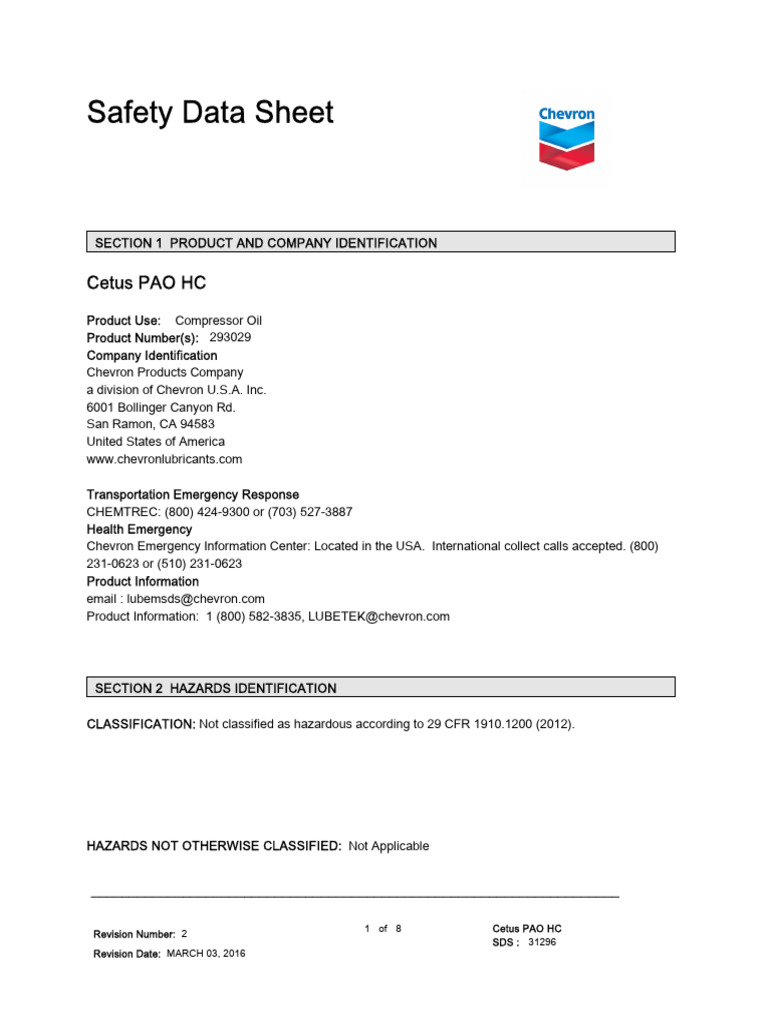 SDS - CH Cetus Pao HC | PDF