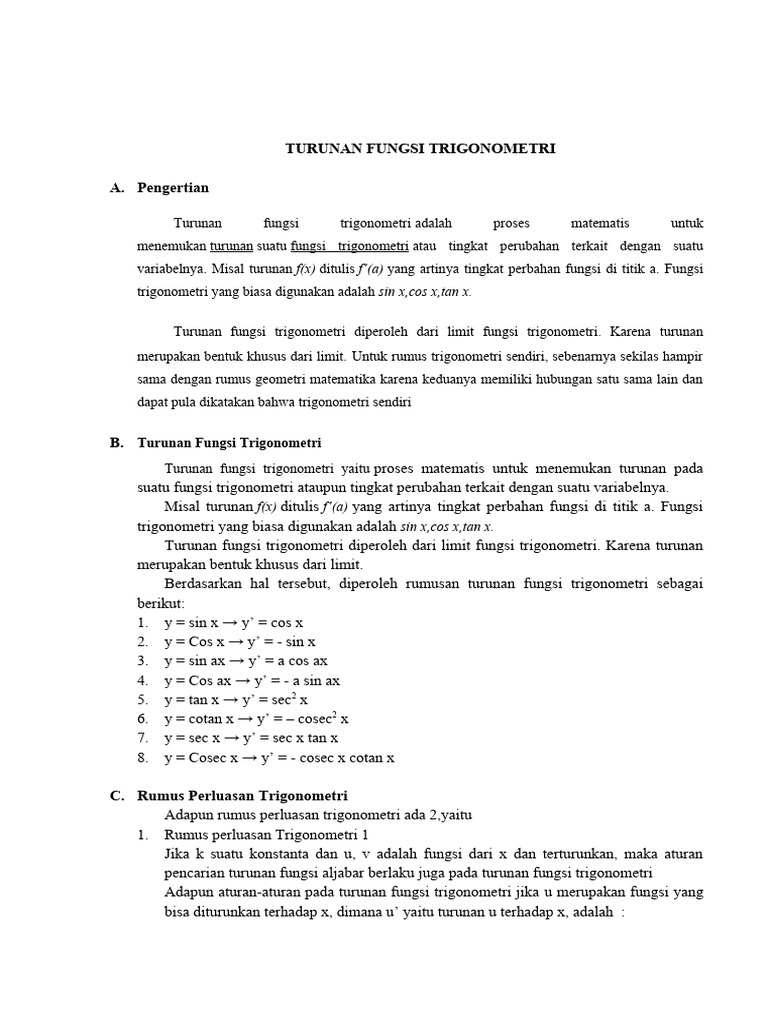 Turunan Fungsi Trigonometri | PDF