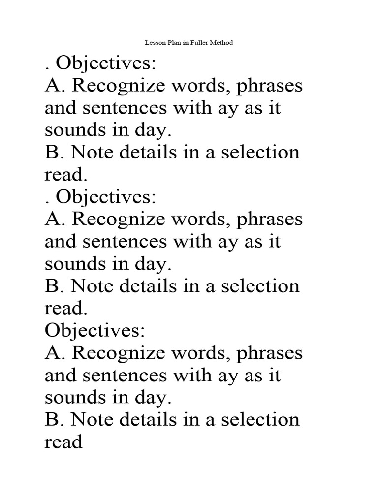 Lesson Plan in Fuller Method | PDF