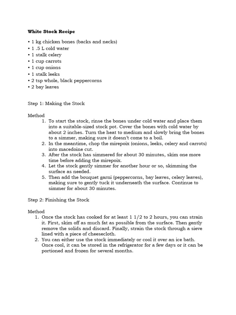 White-Stock-Recipe | PDF